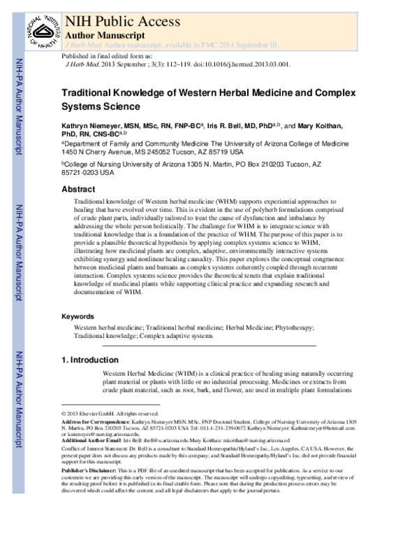 (PDF) Traditional Knowledge of Western Herbal Medicine and Complex ...