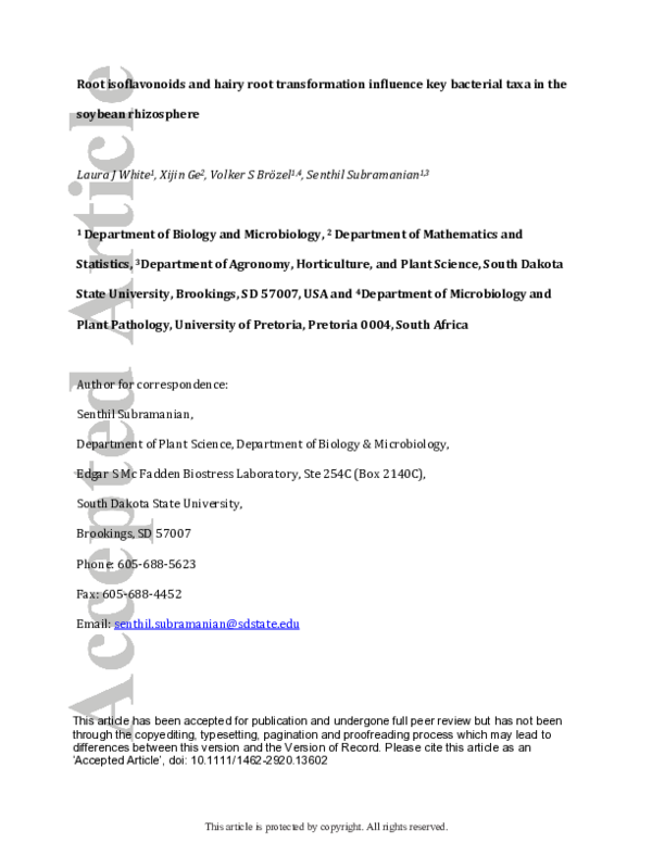 (PDF) Root isoflavonoids and hairy root transformation influence key bacterial taxa in the ...
