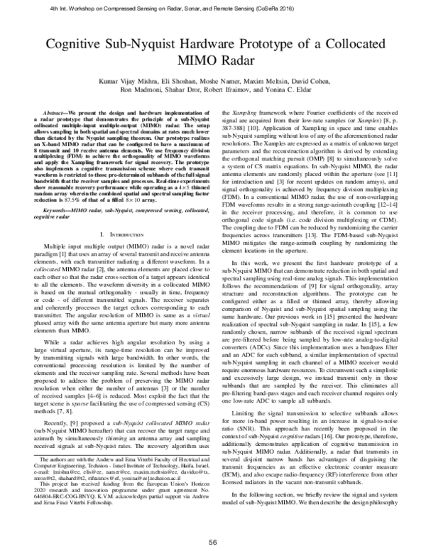 (PDF) Cognitive sub-Nyquist hardware prototype of a collocated MIMO radar