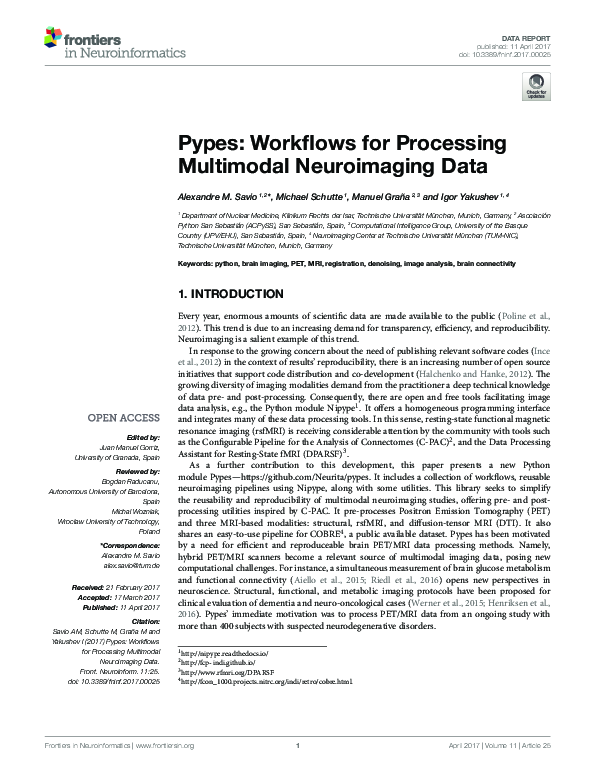 (PDF) Pypes: Workflows for Processing Multimodal Neuroimaging Data