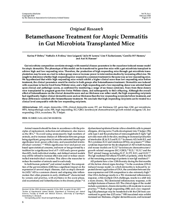 (PDF) Betamethasone Treatment for Atopic Dermatitis in Gut Microbiota ...