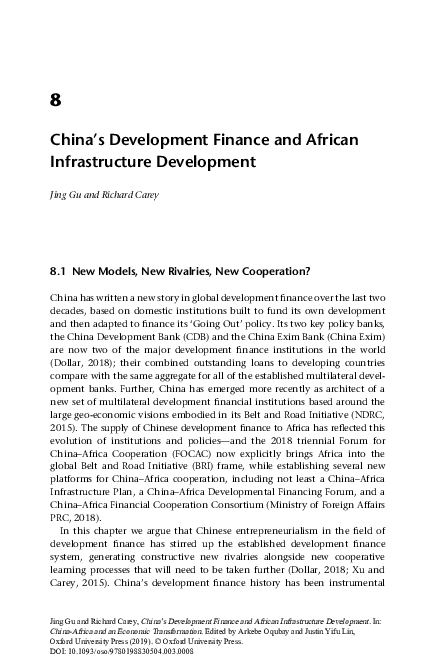 (PDF) China’s Development Finance and African Infrastructure Development