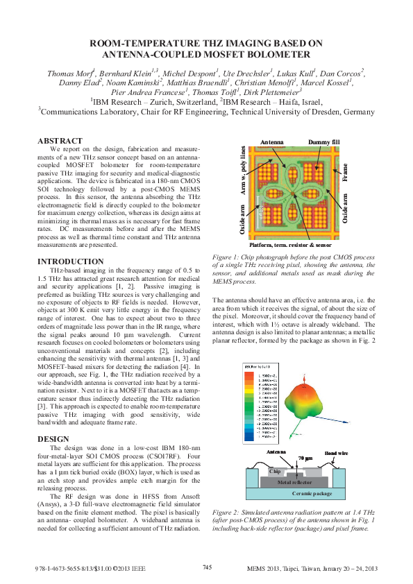 (PDF) Room-temperature THz imaging based on antenna-coupled MOSFET bolometer