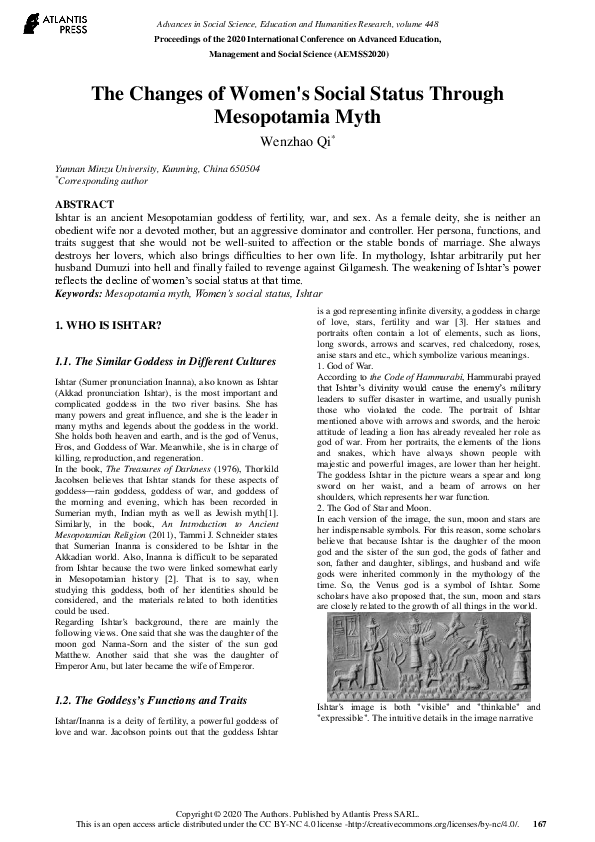 (PDF) The Changes of Women’s Social Status Through Mesopotamia Myth