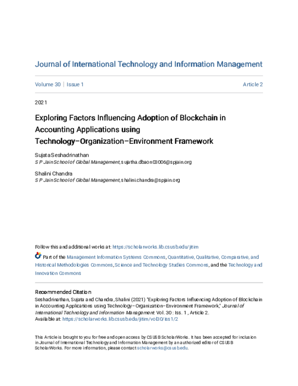 (PDF) Exploring Factors Influencing Adoption of Blockchain in ...