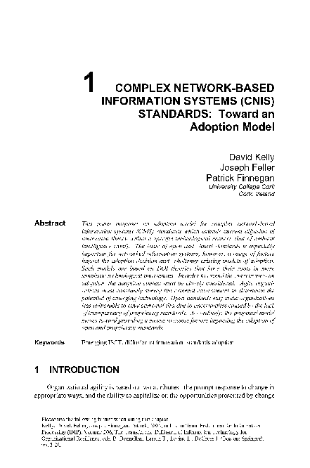 (PDF) Complex Network-Based Information Systems (CNIS) Standards: Toward an Adoption Model