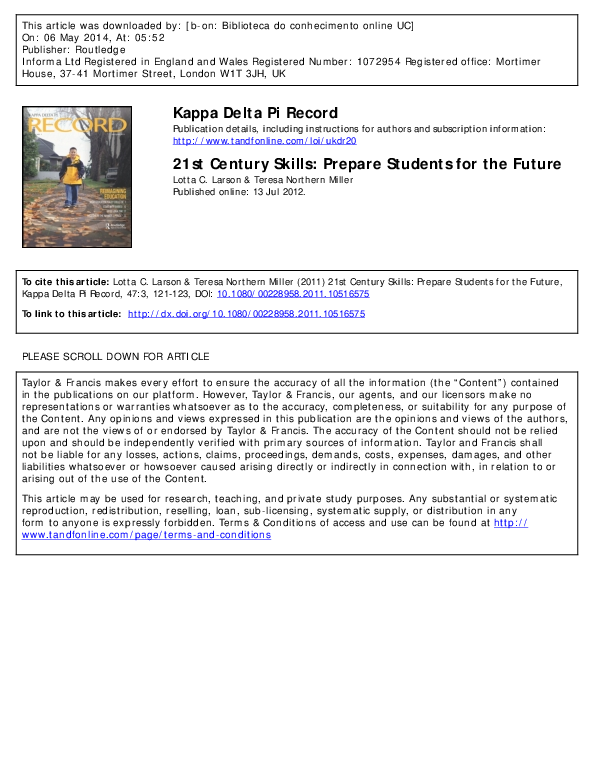 (PDF) 21st Century Skills: Prepare Students for the Future