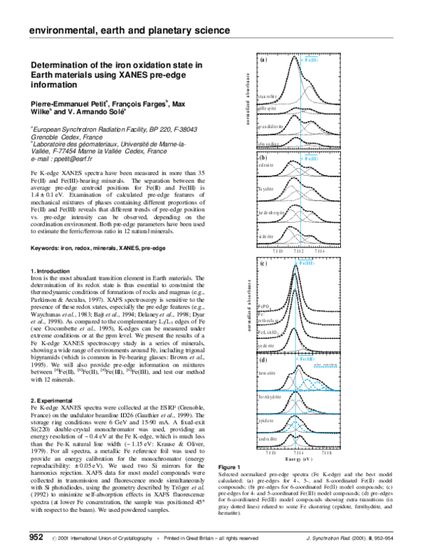 (PDF) Determination of the iron oxidation state in Earth materials ...
