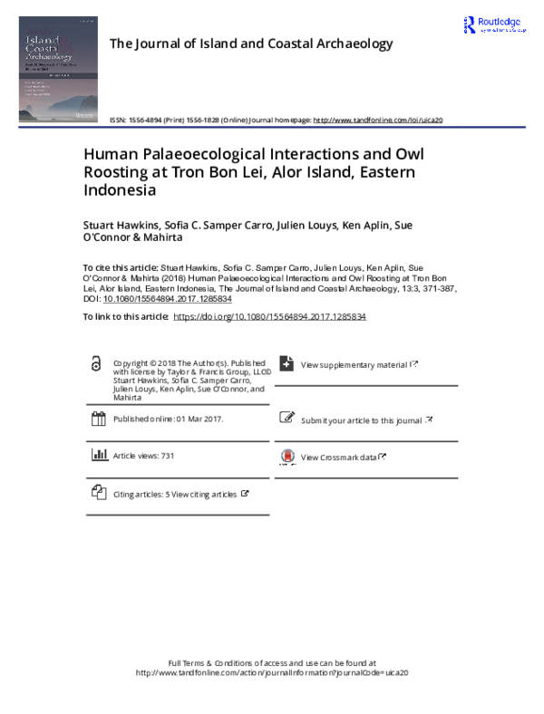 (PDF) Human Palaeoecological Interactions and Owl Roosting at Tron Bon ...