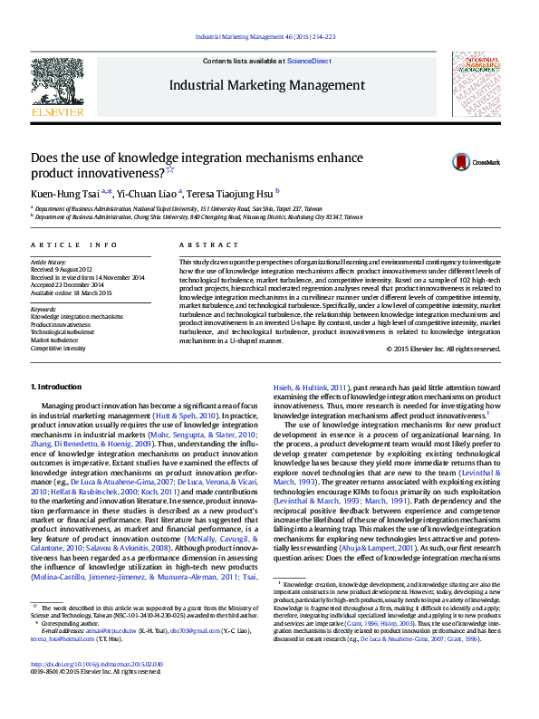 (PDF) Does the use of knowledge integration mechanisms enhance product ...