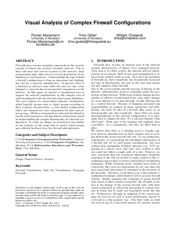 (PDF) Visual analysis of complex firewall configurations