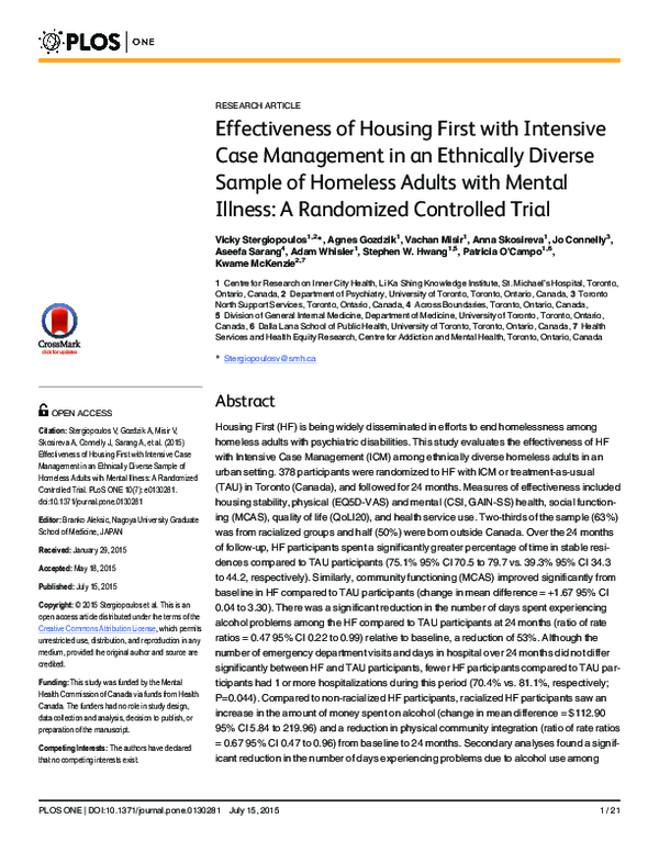 (PDF) Effectiveness of Housing First with Intensive Case Management in ...