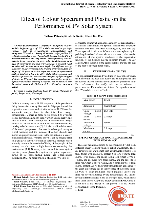 (PDF) Effect of Colour Spectrum and Plastic on the Performance of PV ...
