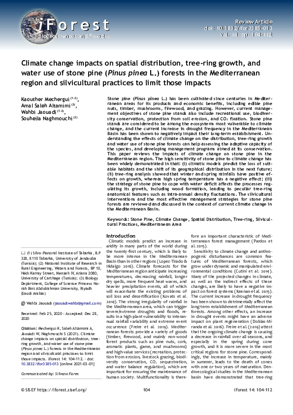 (PDF) Climate change impacts on spatial distribution, tree-ring growth ...
