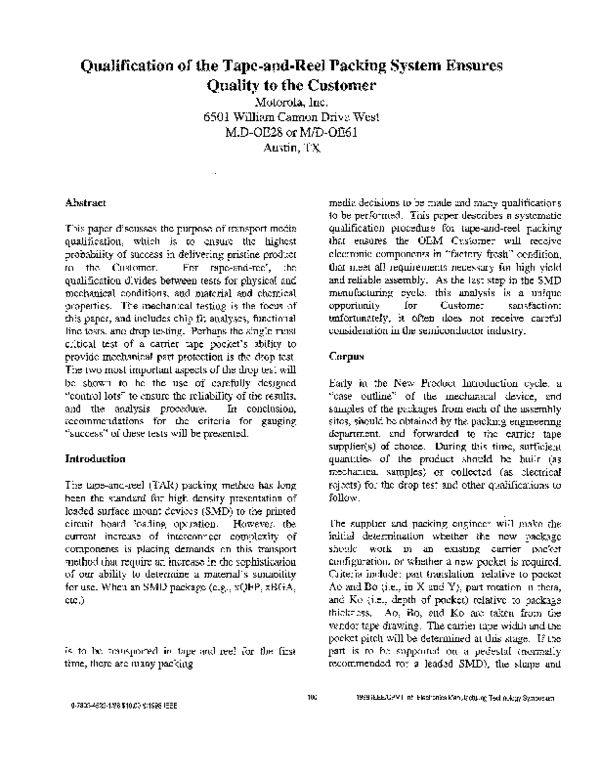 (PDF) Qualification of the tape-and-reel packing system ensures quality ...