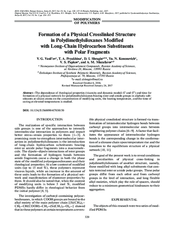 (PDF) Formation of a physical crosslinked structure in ...