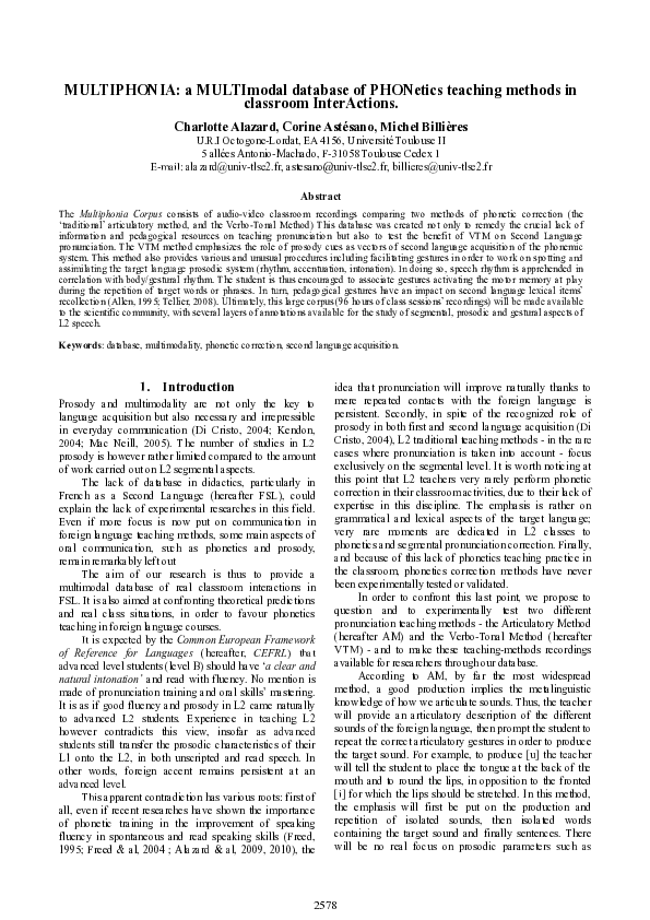 (PDF) MULTIPHONIA (MULTImodal database of PHONetics teaching methods in ...