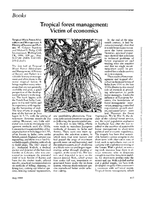 (PDF) Tropical forest management: Victim of economics