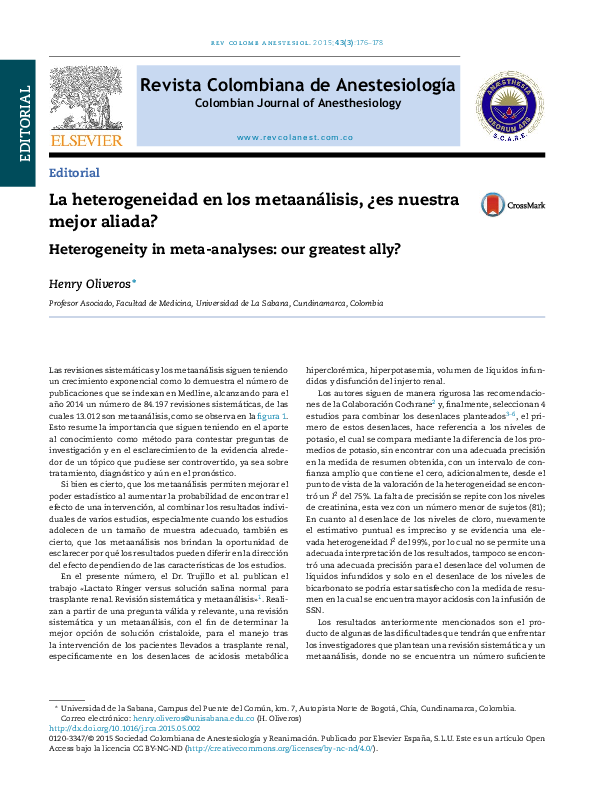 (PDF) La heterogeneidad en los metaanálisis, ¿es nuestra mejor aliada?