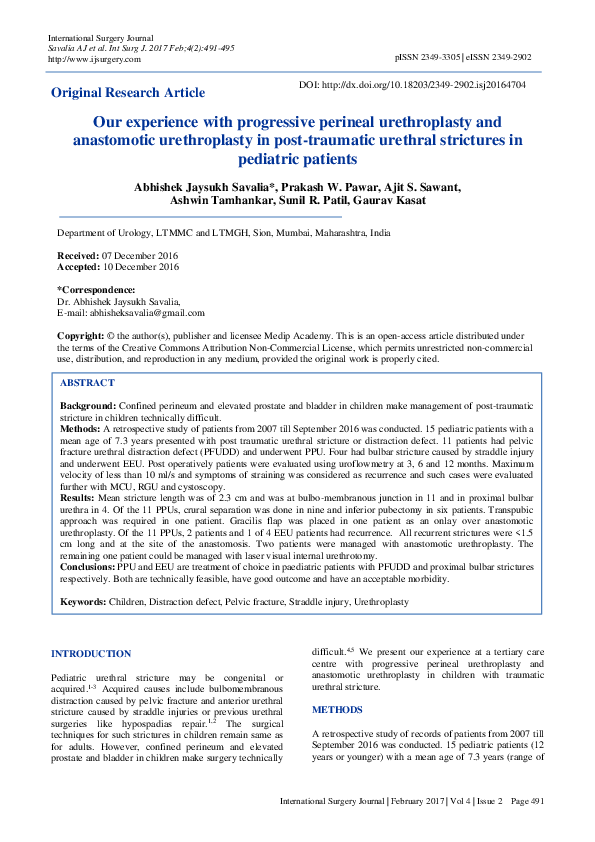 (PDF) Our experience with progressive perineal urethroplasty and ...