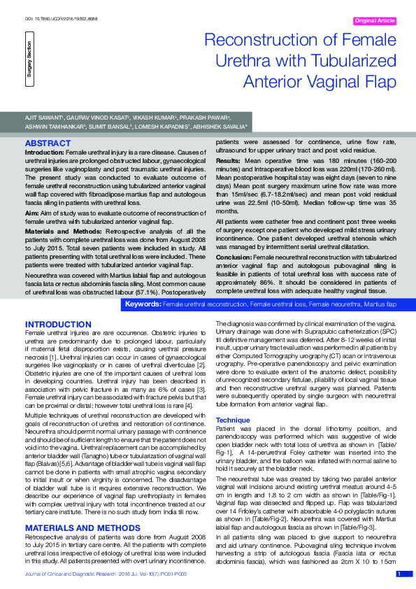 (PDF) Reconstruction of Female Urethra with Tubularized Anterior ...