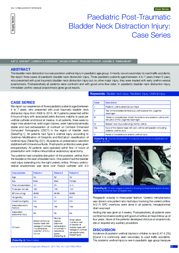 (PDF) Paediatric Post-Traumatic Bladder Neck Distraction Injury: Case ...