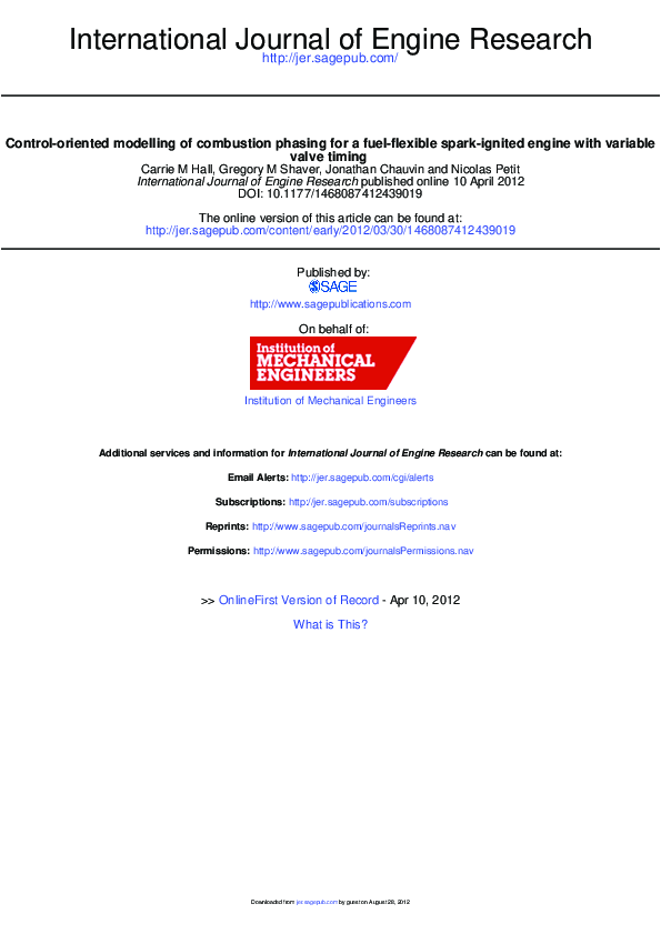 (PDF) Control-oriented modelling of combustion phasing for a fuel-flexible spark-ignited engine ...