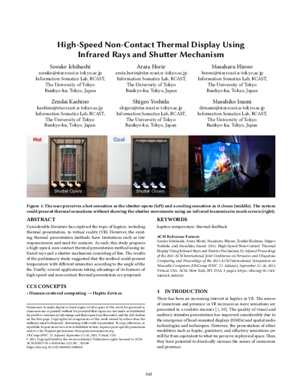 (PDF) High-Speed Non-Contact Thermal Display Using Infrared Rays and ...
