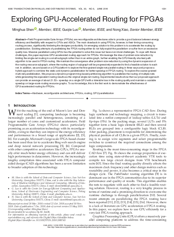 (PDF) Exploring GPU-Accelerated Routing for FPGAs