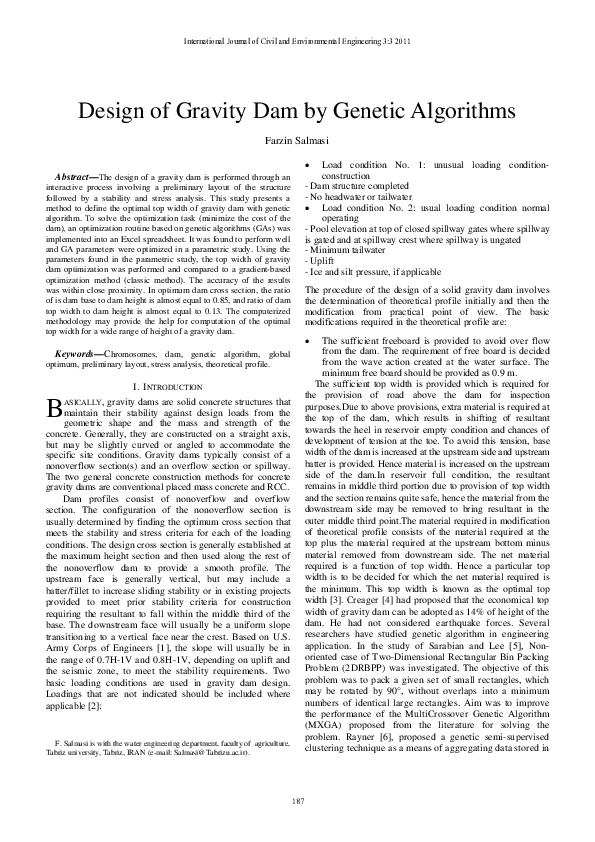 (PDF) Design Of Gravity Dam By Genetic Algorithms