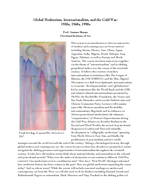 (PDF) [Yearlong 20th C. Survey] Global Modernism, Internationalism, and ...