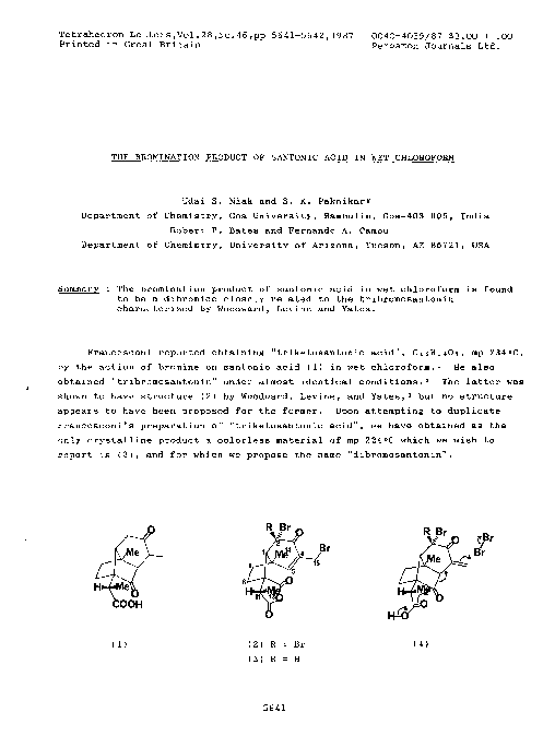 (PDF) The bromination product of santonic acid in wet chloroform