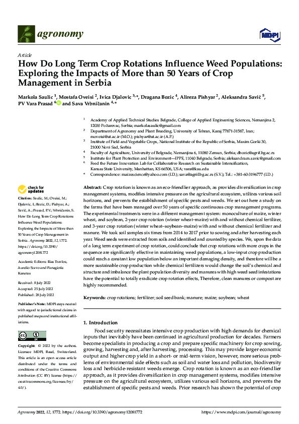 (PDF) How Do Long Term Crop Rotations Influence Weed Populations ...