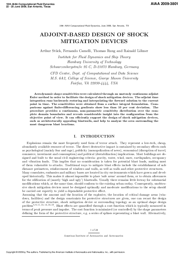 (PDF) Adjoint-based design of shock mitigation devices