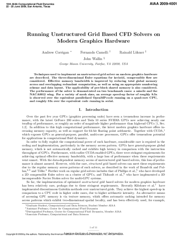 (PDF) Running unstructured grid-based CFD solvers on modern graphics ...