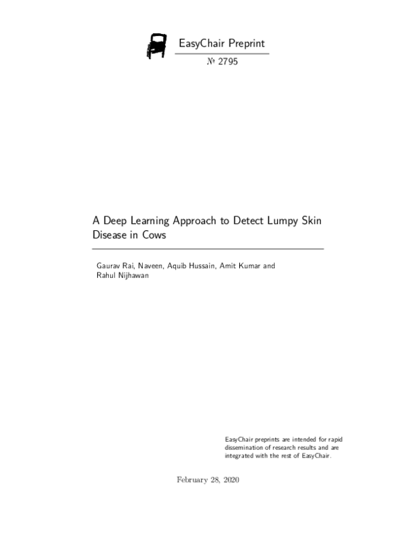 (PDF) A Deep Learning Approach to Detect Lumpy Skin Disease in Cows