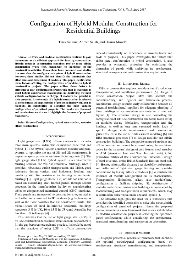(PDF) Configuration of Hybrid Modular Construction for Residential ...