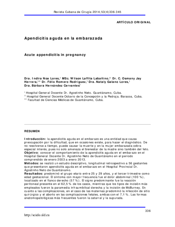 (PDF) Apendicitis aguda en la embarazada