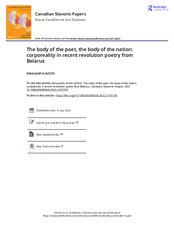 (PDF) The body of the poet the body of the nation corporeality in ...