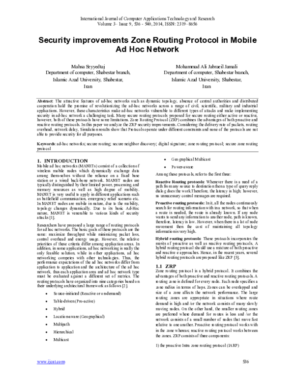 (PDF) Security improvements Zone Routing Protocol in Mobile Ad Hoc Network