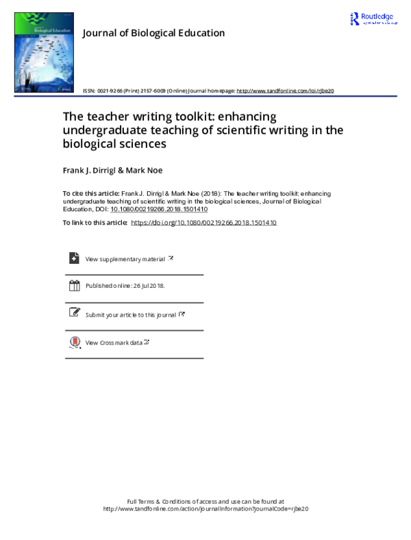 (PDF) The teacher writing toolkit: enhancing undergraduate teaching of ...