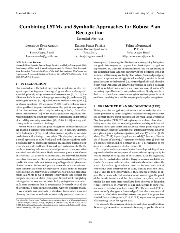 (PDF) Combining LSTMs and Symbolic Approaches for Robust Plan Recognition