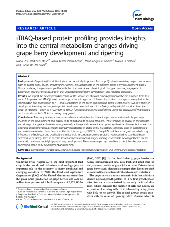 (PDF) iTRAQ-based protein profiling provides insights into the central metabolism changes ...