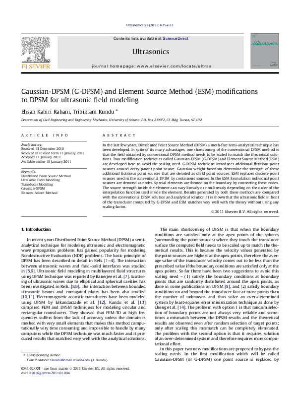(PDF) Gaussian-DPSM (G-DPSM) and Element Source Method (ESM ...