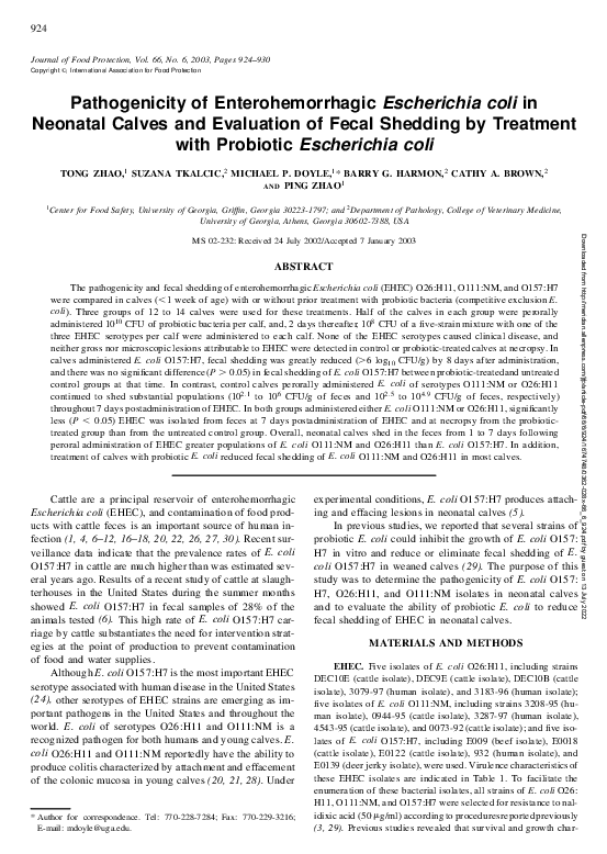 (PDF) Pathogenicity of Enterohemorrhagic Escherichia coli in Neonatal ...