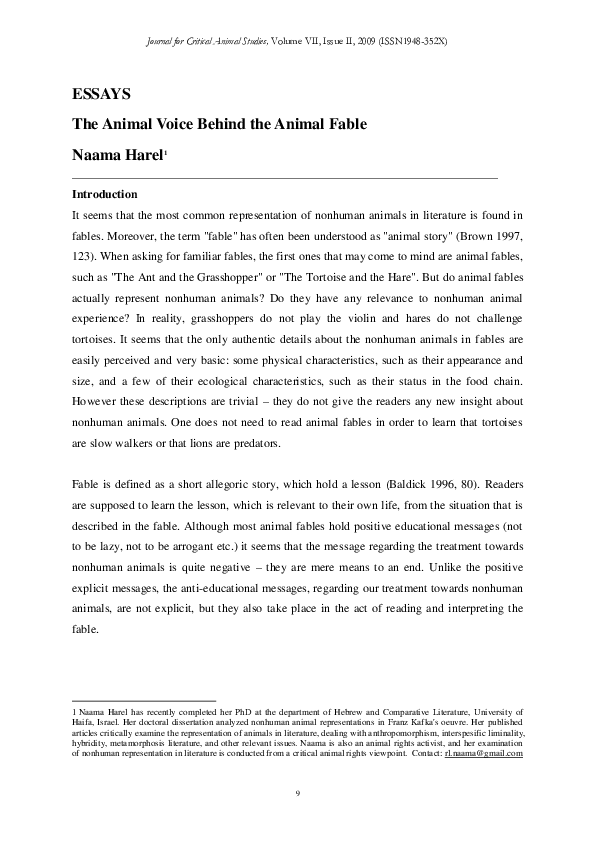 (PDF) The Animal Voice Behind the Animal Fable