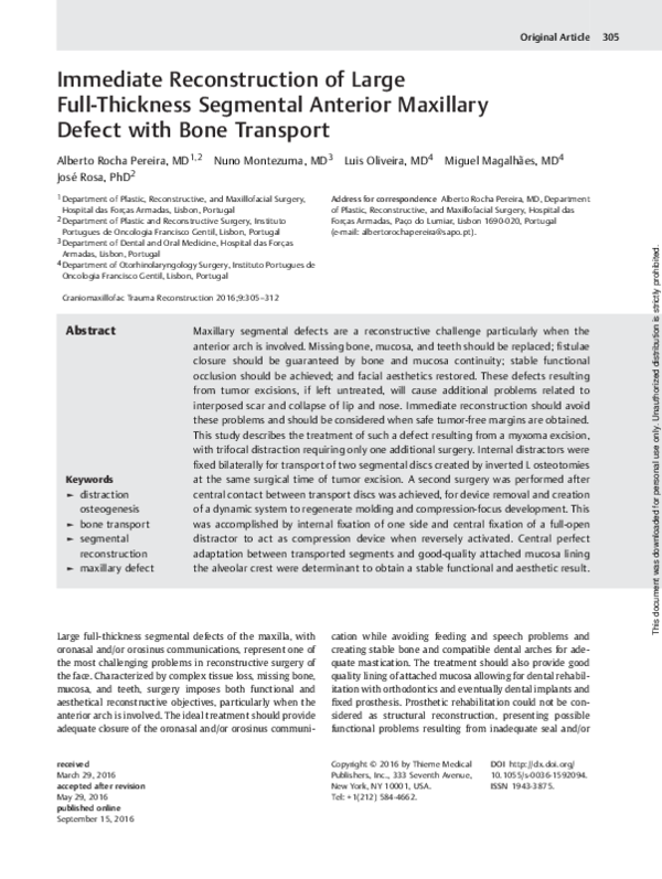 (PDF) Immediate Reconstruction of Large Full-Thickness Segmental ...
