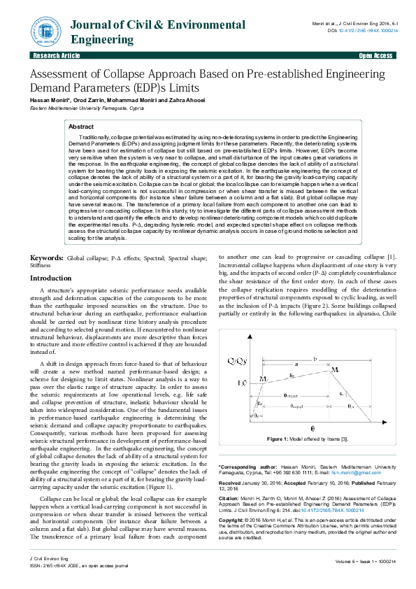 (PDF) Assessment of Collapse Approach Based on Pre-established ...
