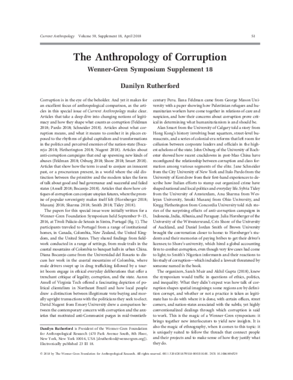 (PDF) The Anthropology of Corruption