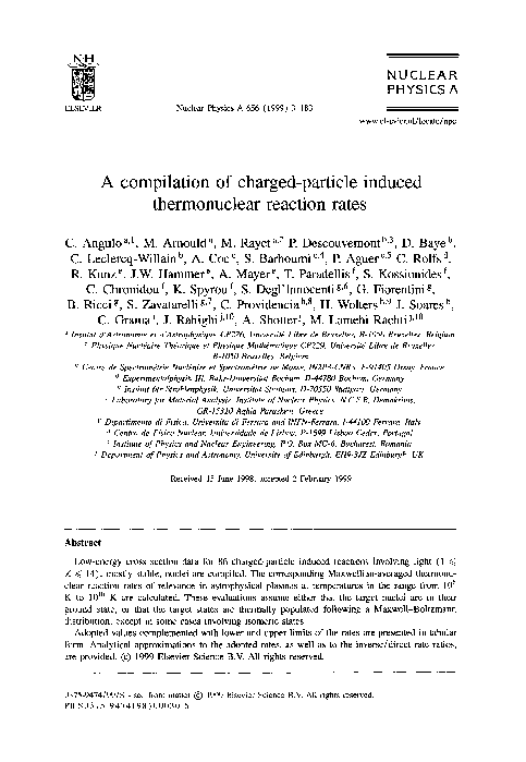 (PDF) A compilation of charged-particle induced thermonuclear reaction ...